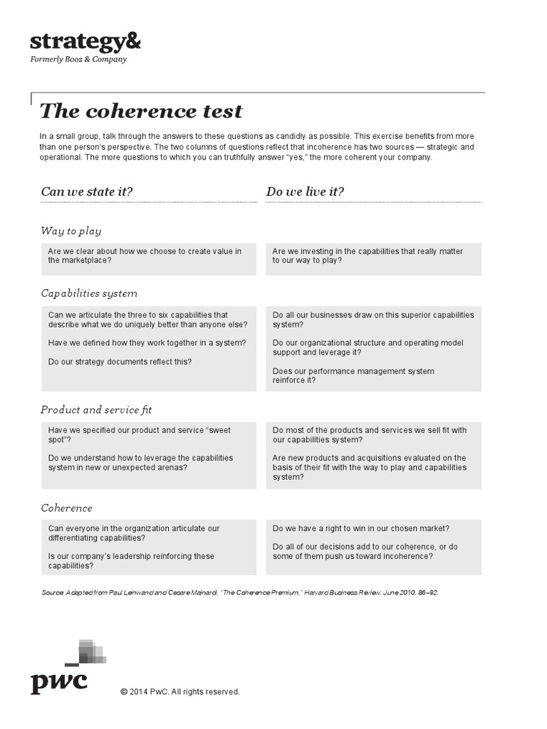 Strategyand The Coherence Test | PDF