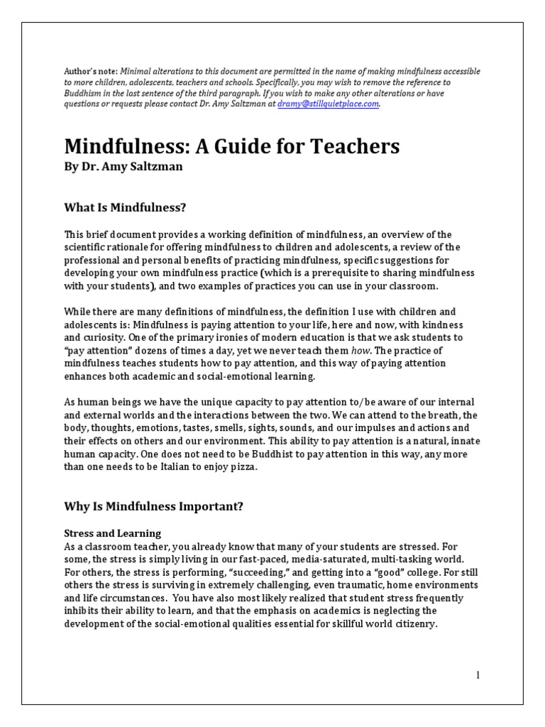Mindfulness-A Teachers Guide PDF | PDF | Mindfulness | Executive Functions