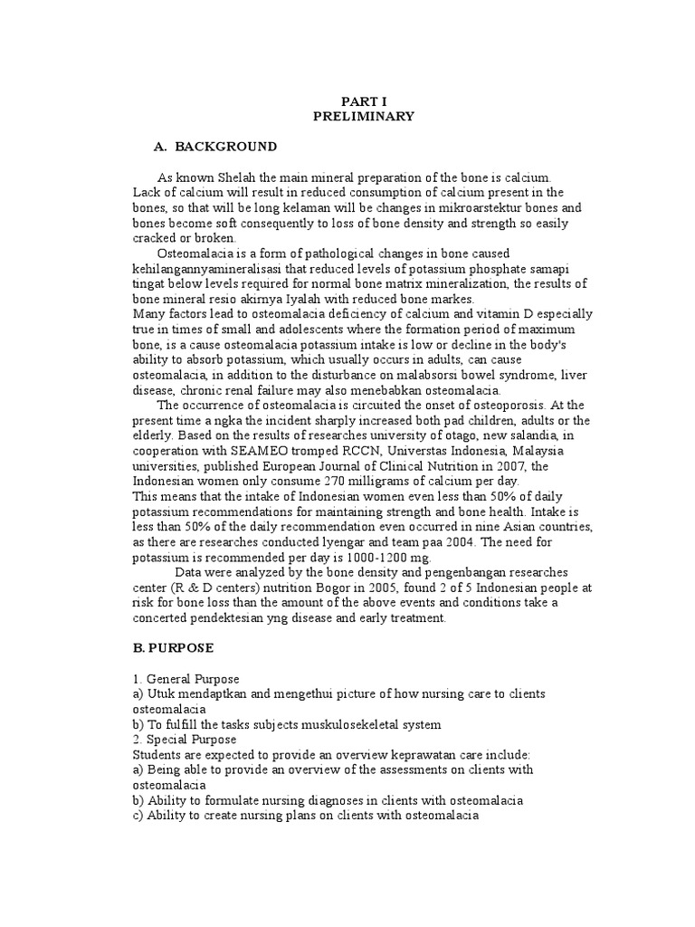 Preliminary A. Background | PDF | Vitamin D | Bone