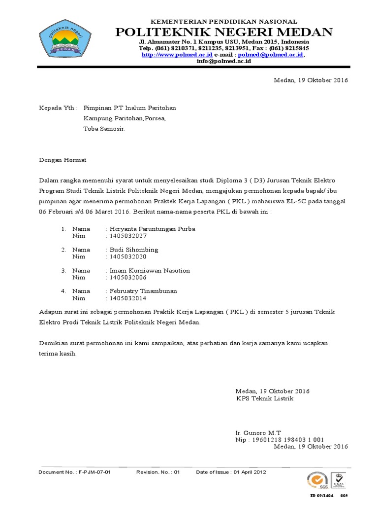 Surat PKL | PDF