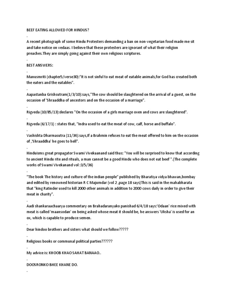 Beef Eating Allowed For Hindus | PDF | Rama | Ramayana