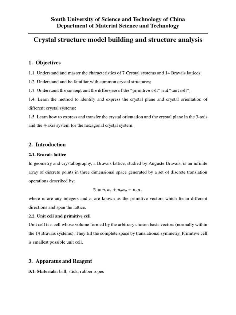 Crystal Structure Model Building and Structure Analysis | PDF | Crystal ...