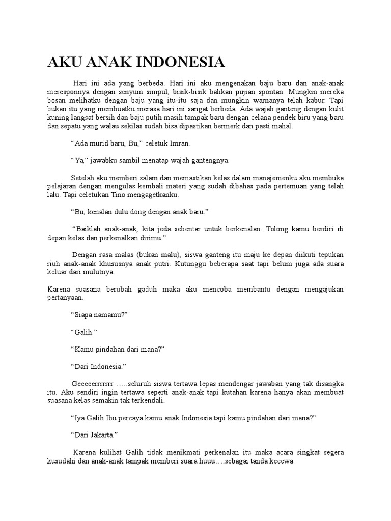 Cerpen Aku Anak Indonesia | PDF
