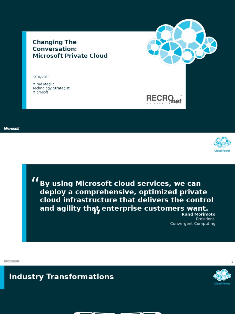 Changing The Conversation: Microsoft Private Cloud: Mirad Maglic Technology Strategist Microsoft ...