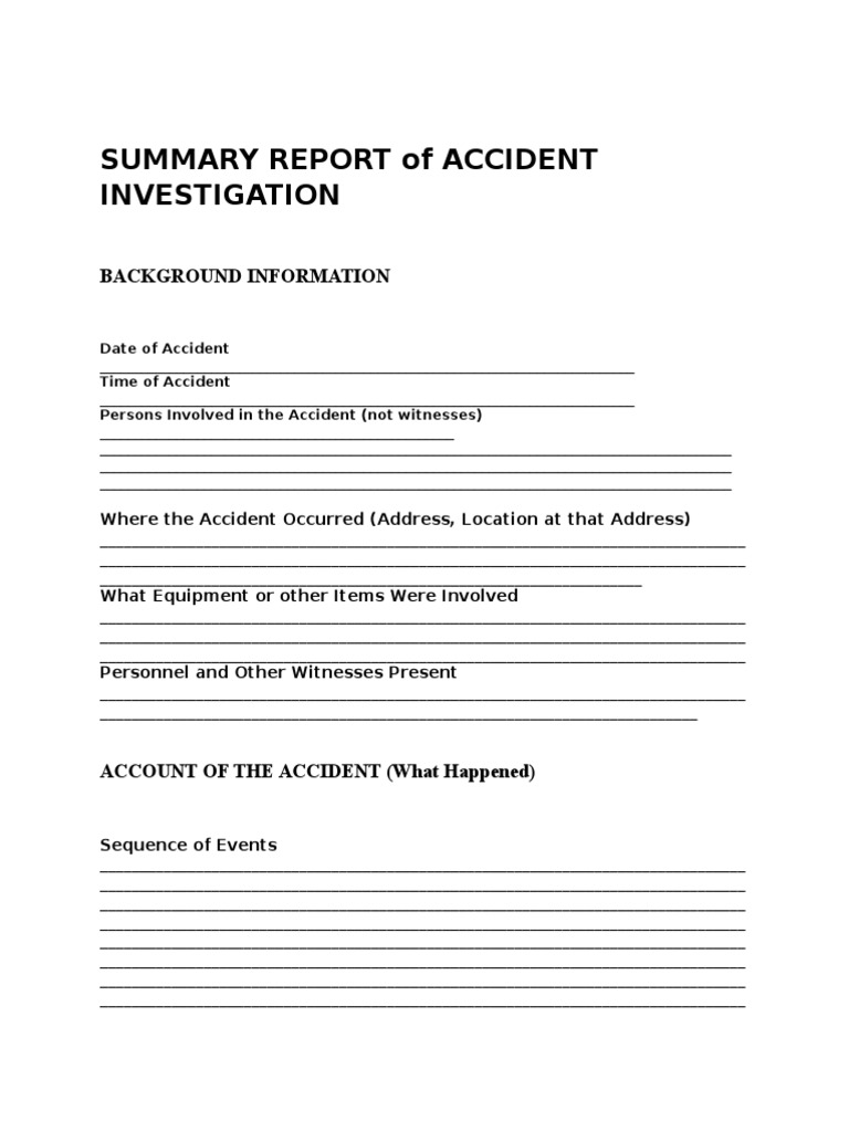 Summary Report of Accident Investigation | PDF