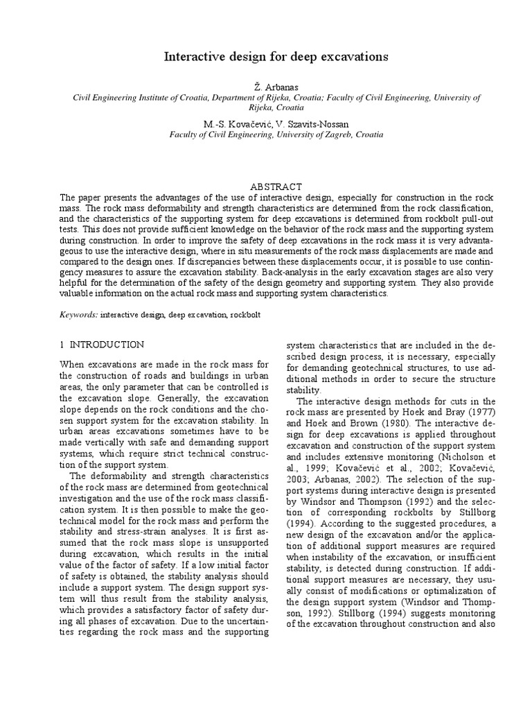 Monitoring-Based Interactive Design for Deep Rock Excavations: Determining Actual Rock Mass ...