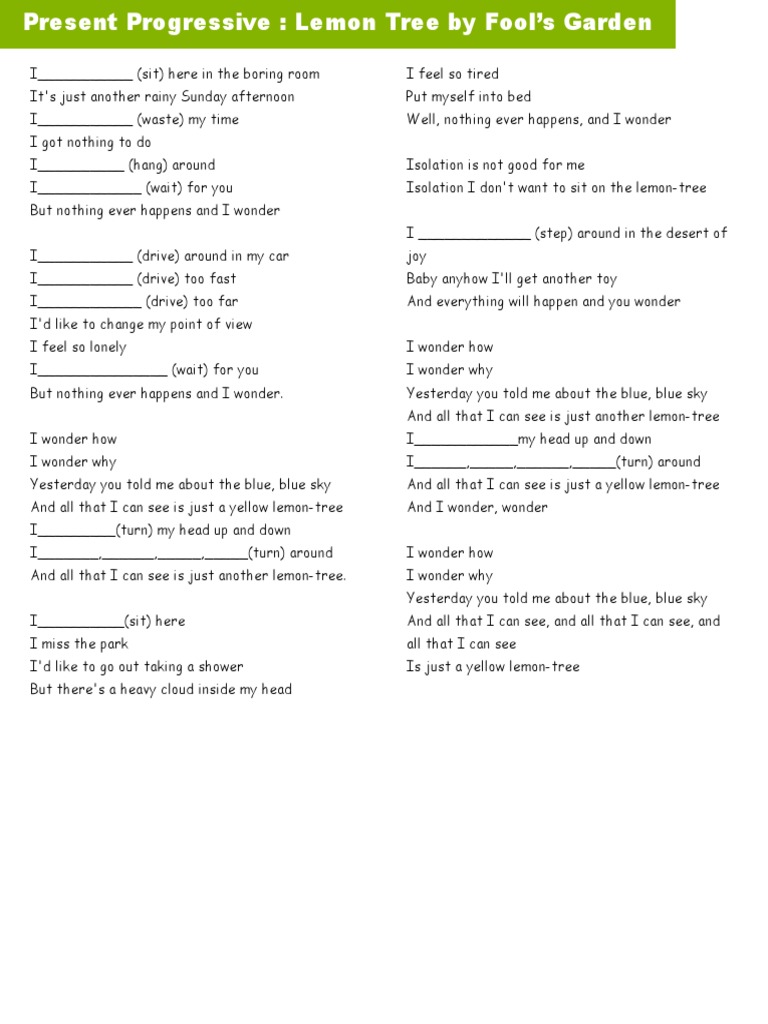 Lemon Tree by Fools Gardenpresent Progressive | PDF | Self-Improvement