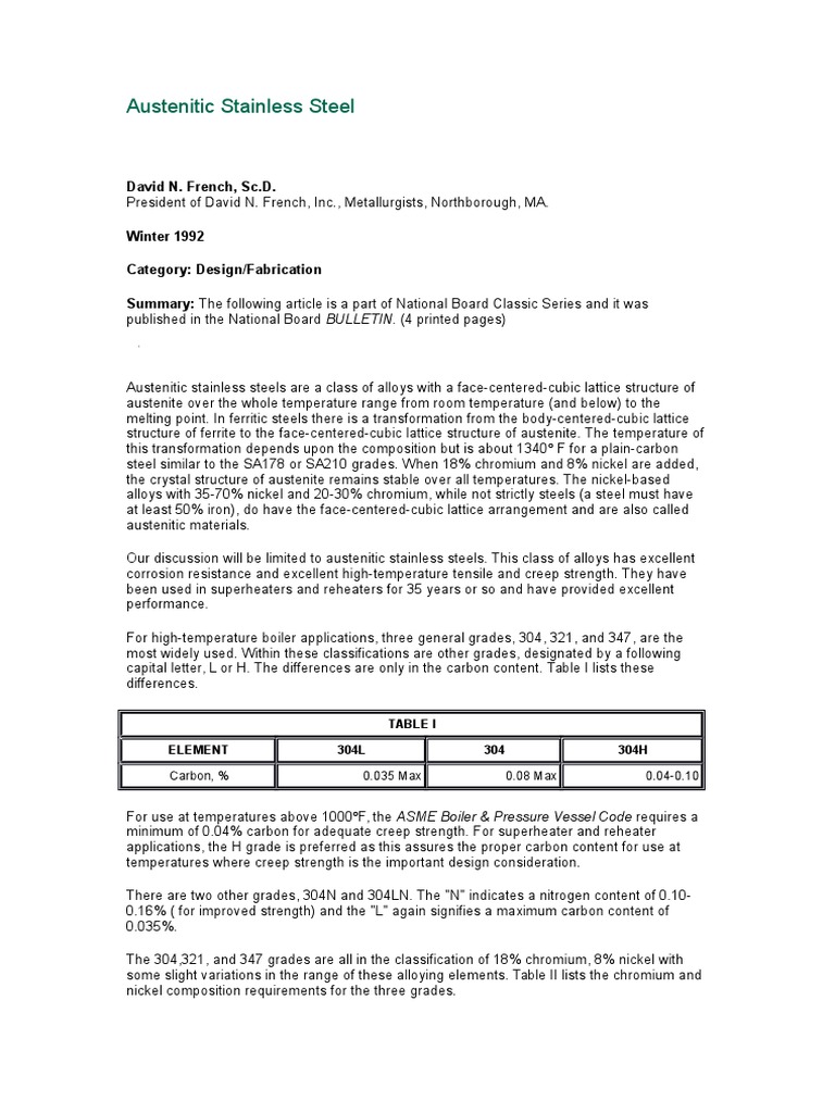 Austenitic Stainless Steel Grades Overview | PDF | Annealing ...