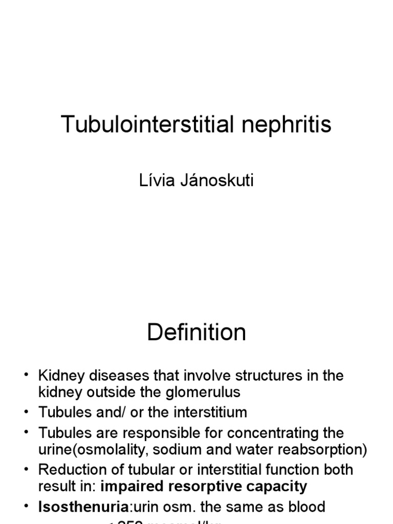 Tubulopathies. Interstitial Nephritis | PDF | Kidney Disease | Kidney