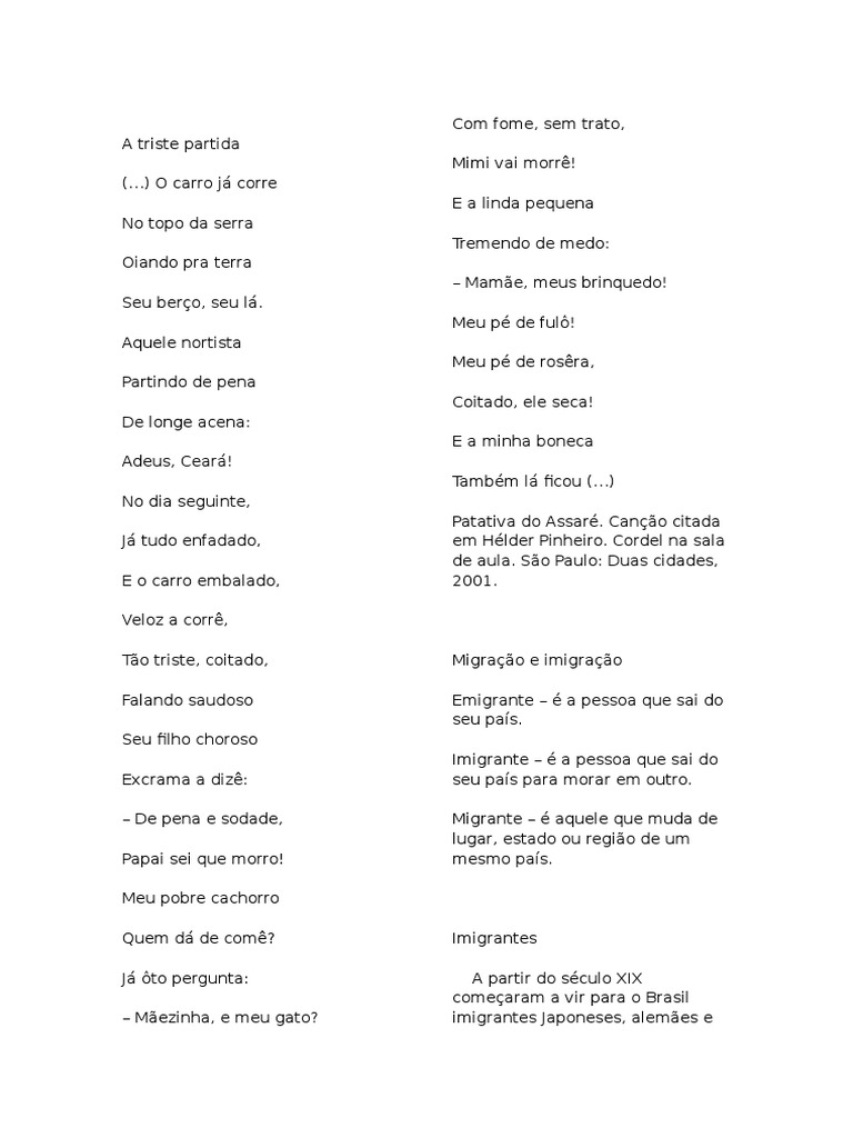 A Triste Partida: Poema e Interpretação | PDF