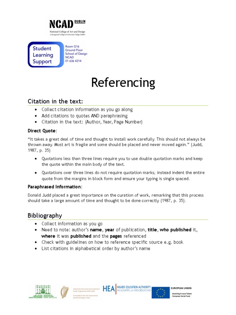 Referencing Hand Out | PDF