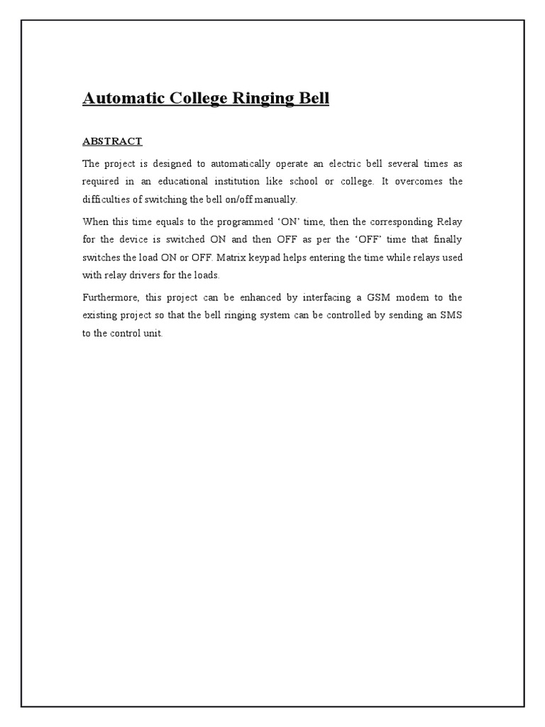 Automatic College Bell REPORT | PDF | Resistor | Microcontroller