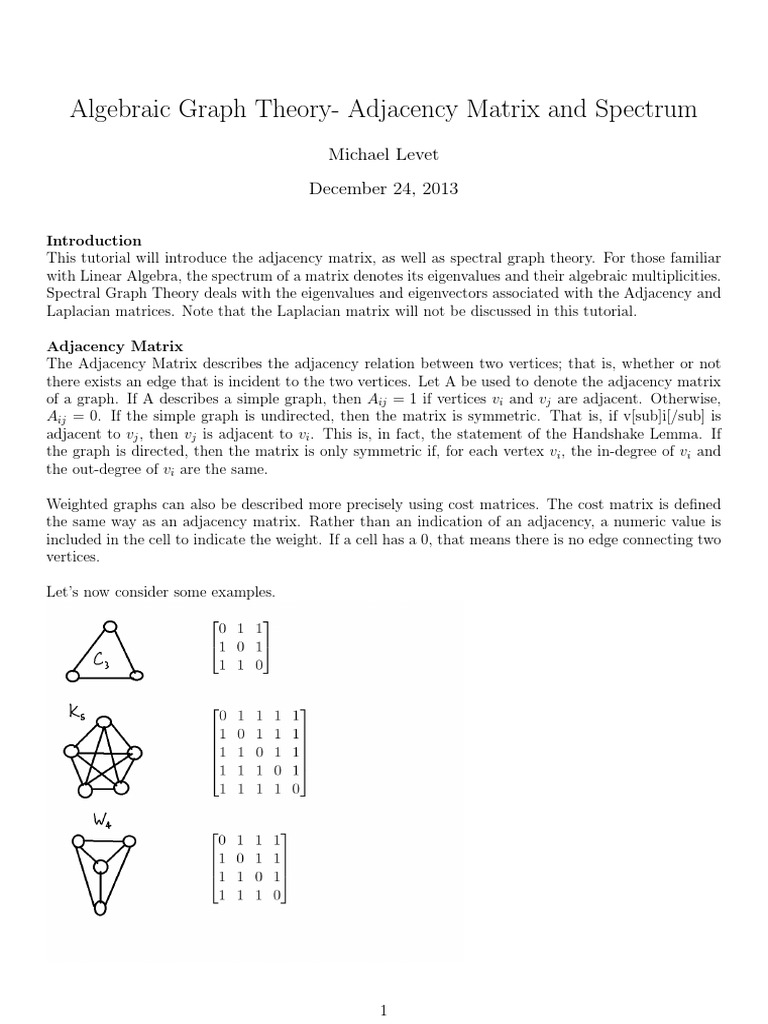 Adjacency Matrix | PDF | Matrix (Mathematics) | Eigenvalues And Eigenvectors