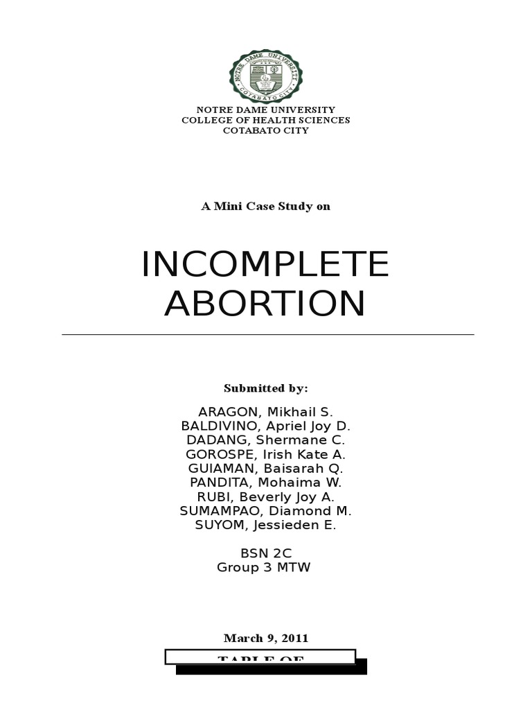 Incomplete Abortion Case Study Analysis | PDF | Luteinizing Hormone ...
