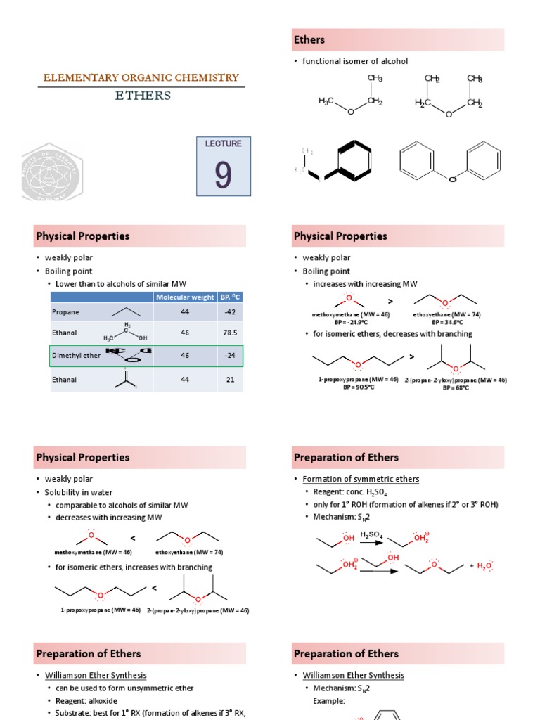9. Ethers | Ether | Chemical Reactions