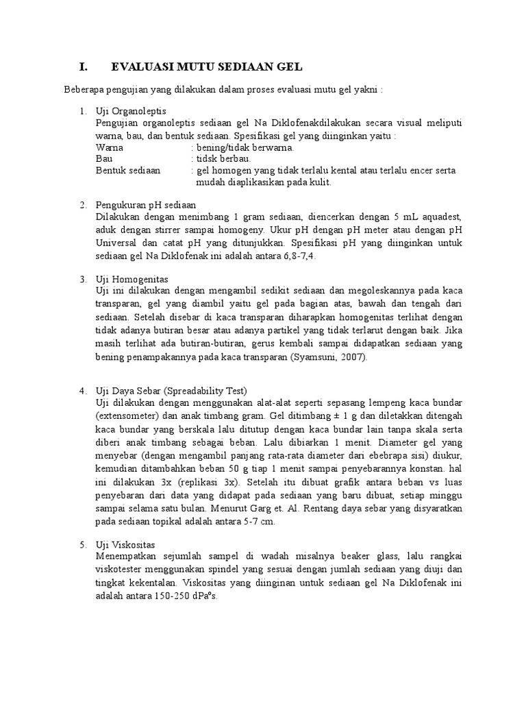 Evaluasi Mutu Sediaan Gel | PDF