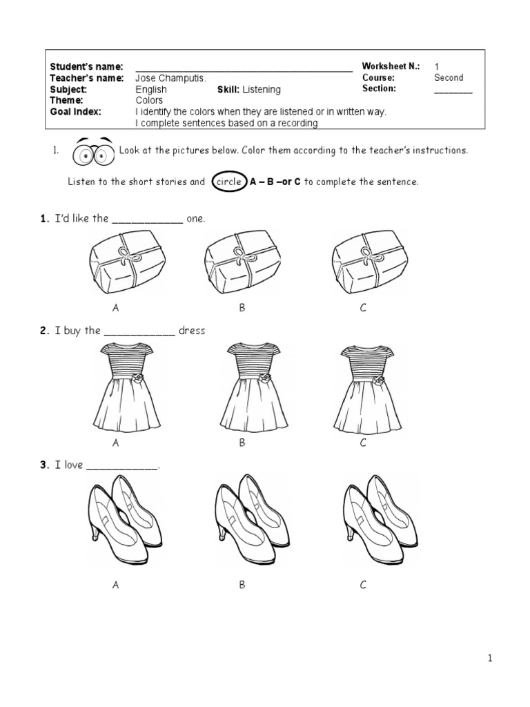 Eng2 Worksheet 1 Listening | PDF