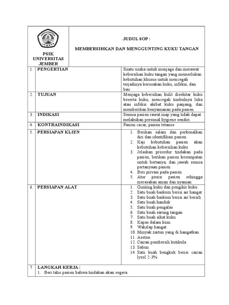 Sop Personal Hygiene | PDF