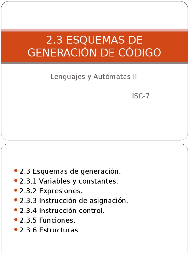 Generación de código intermedio a partir de esquemas de generación ...