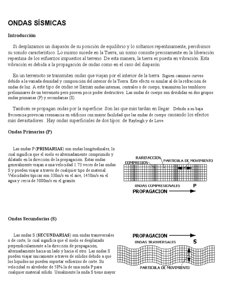 Tipos de Ondas Sísmicas y Velocidades | PDF | Olas | Mecanica clasica