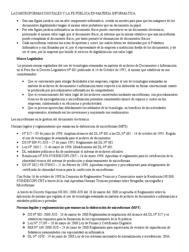 Las Microformas Digitales y La Fe Pública en Materia Informática | PDF | Informática ...