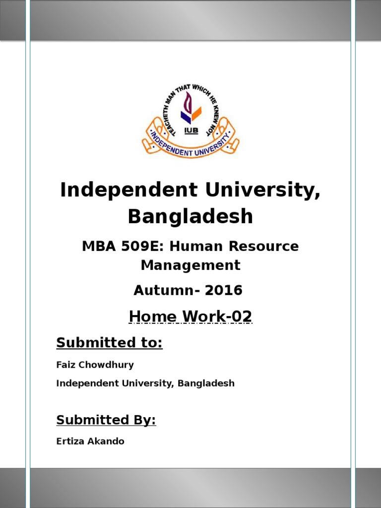 Independent University, Bangladesh: Home Work-02 | PDF