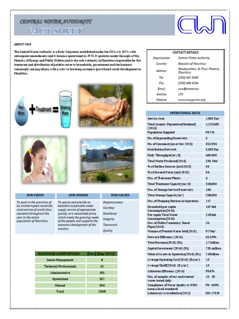About Cwa Contact Details: Operational Data | PDF | Drinking Water ...