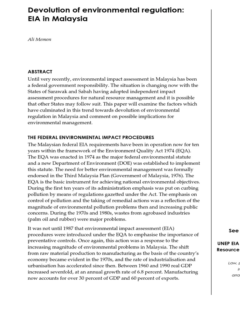 Handout - Devolution of Environmental Regulation | PDF | Environmental ...