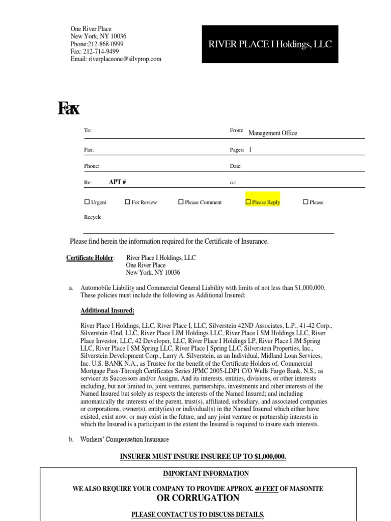 Certificate of Insurance Requirements | PDF