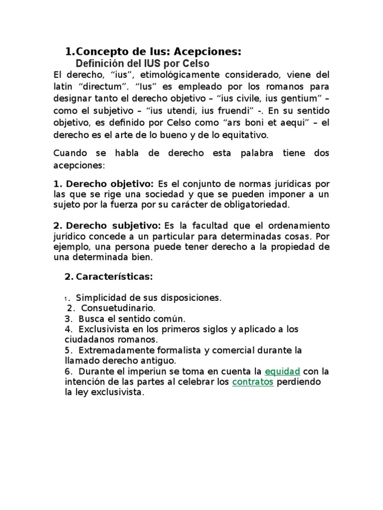 Concepto y Significado de Ius en Derecho | PDF | Ley romana | Roma antigua