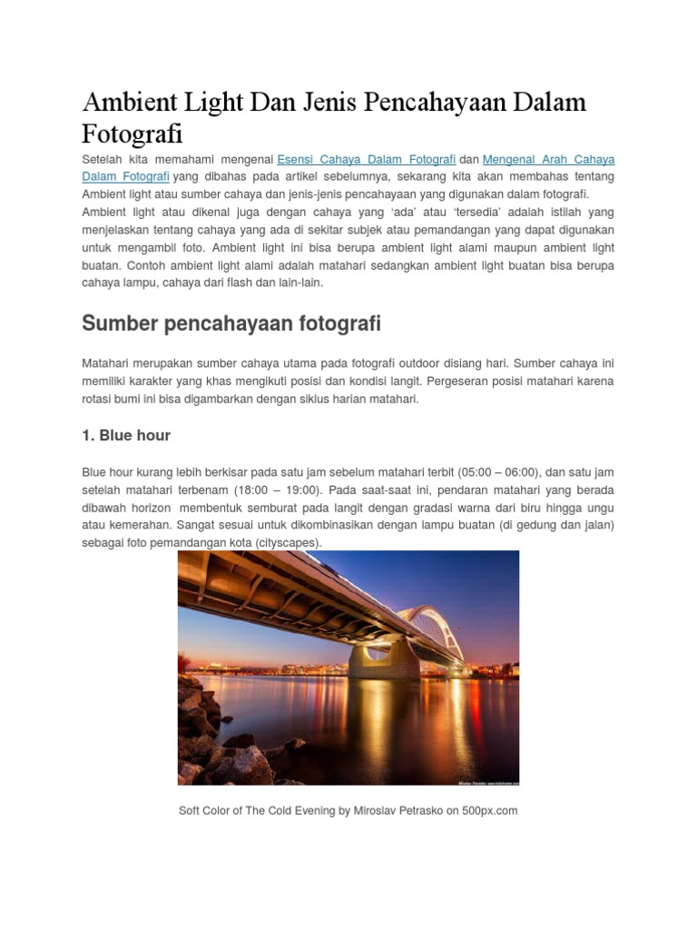 Ambient Light Dan Jenis Pencahayaan Dalam Fotografi | PDF | Seni