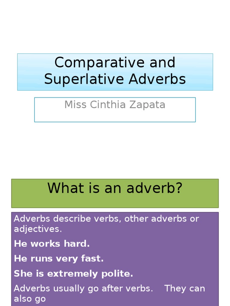 Comparative and Superlative Adverbs | PDF | Adverb | Adjective