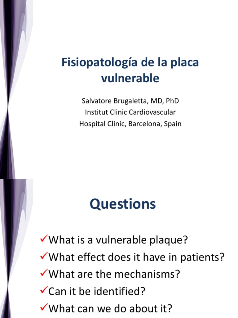 Fisiopatología de La Placa Vulnerable | PDF | Atheroma | Medical Imaging