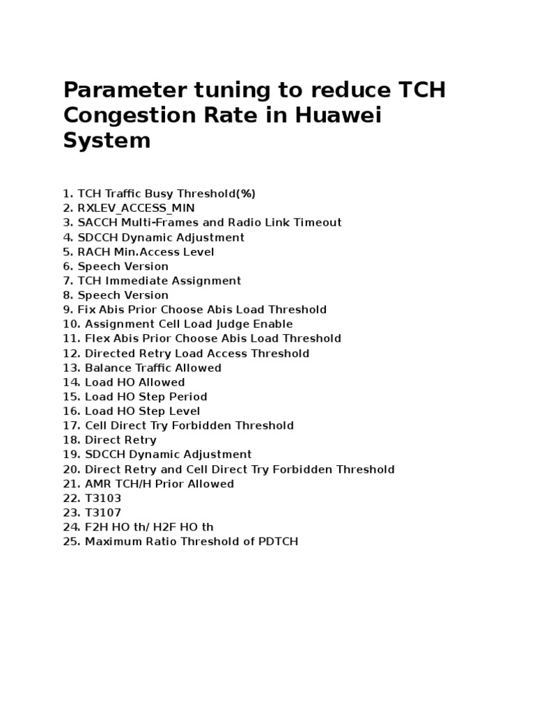 Tuning Parameters to Reduce TCH Congestion | PDF | Traffic Congestion ...