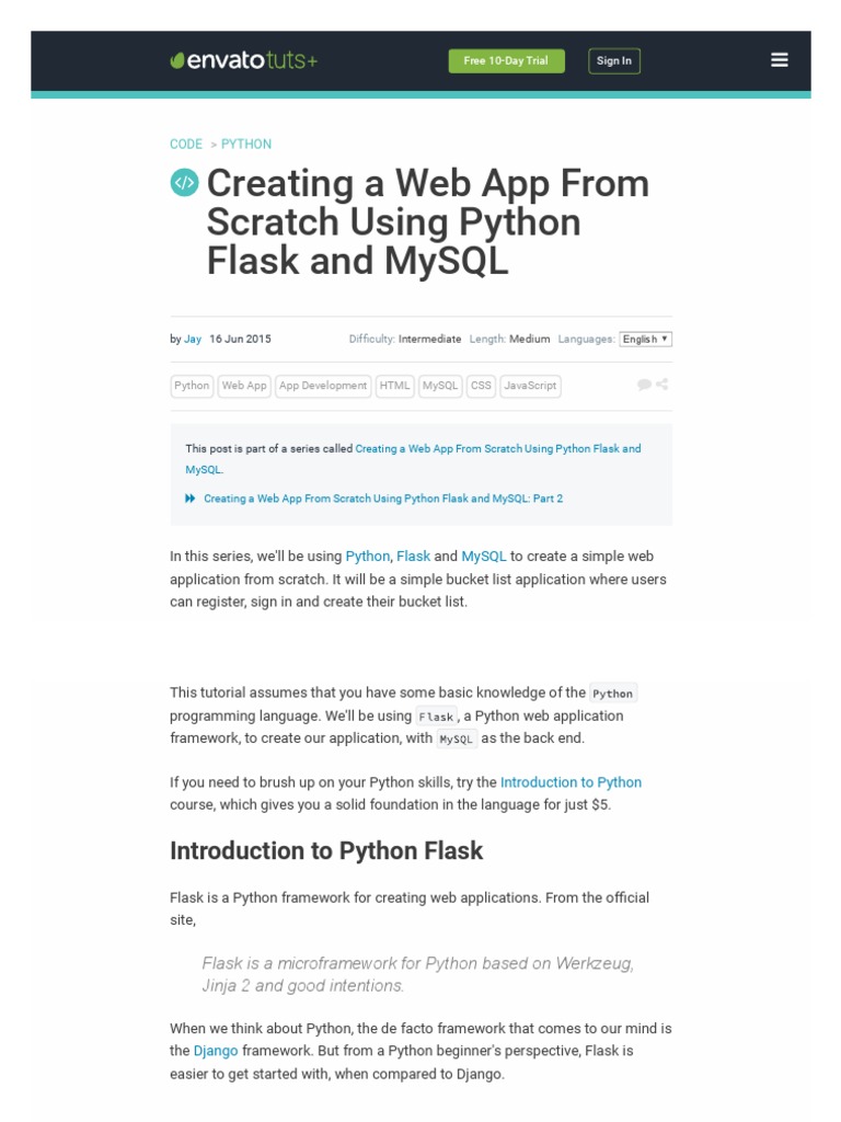 Build a Python Flask Web App | PDF | Python (Programming Language ...