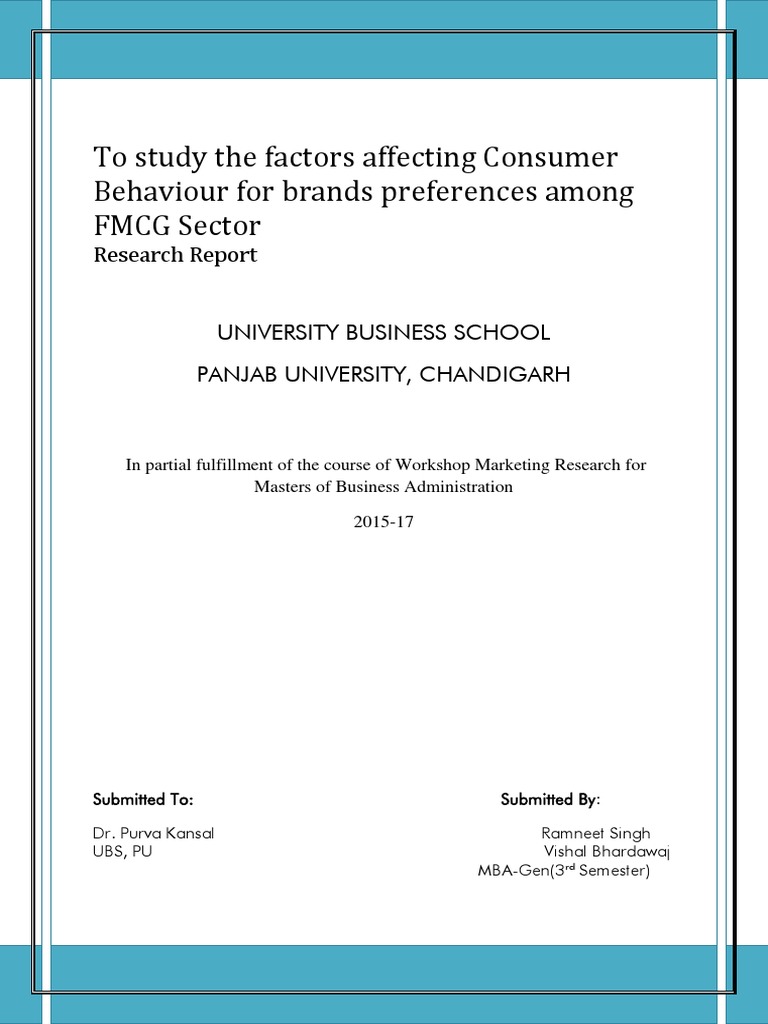 To Study The Factors Affecting Consumer Behaviour For Brands ...