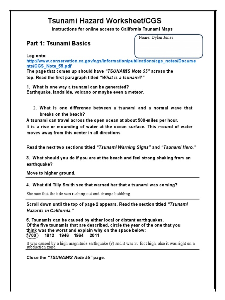 Tsunami Webquest Dylan Jones | PDF | Tsunami | Coast