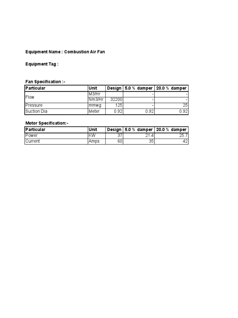 Combustion Air Fan Calculation | PDF