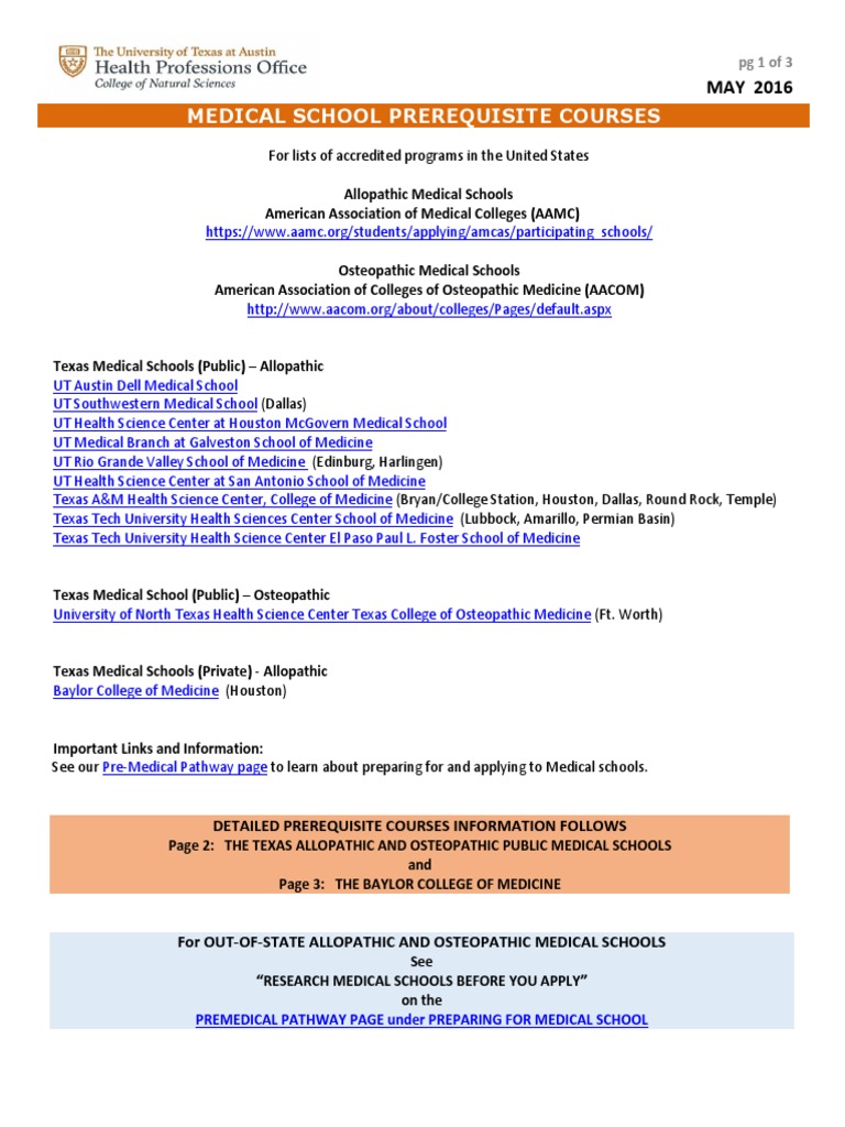 Med School Courses | PDF | Medical School | Academia