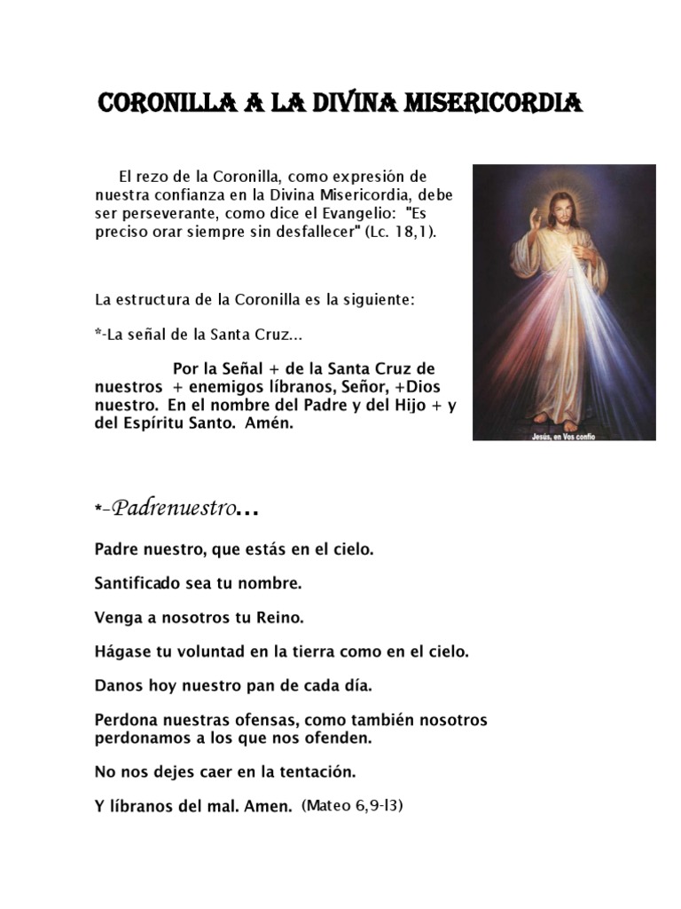 Coronilla A La Divina Misericordia | PDF | Divinidad | orador del Señor