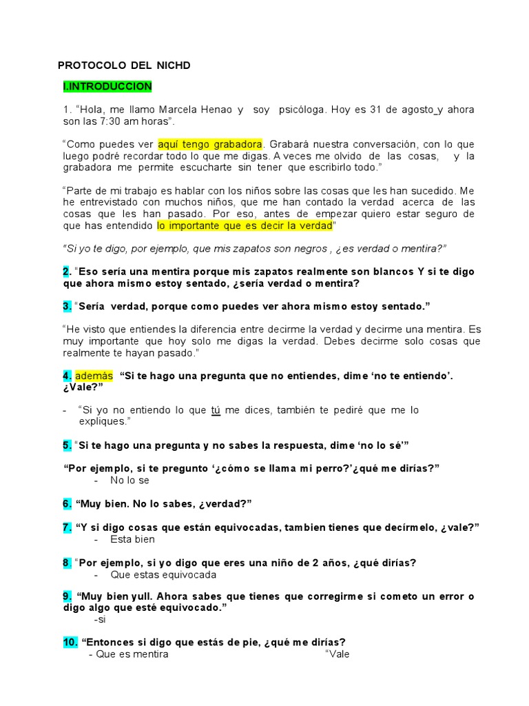 Protocolo de Entrevista Nichd | PDF | Verdad | Science