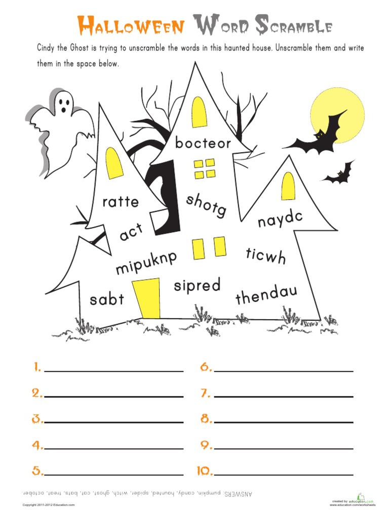 Halloween Word Scramble PDF | PDF | Language Arts & Discipline | Home ...