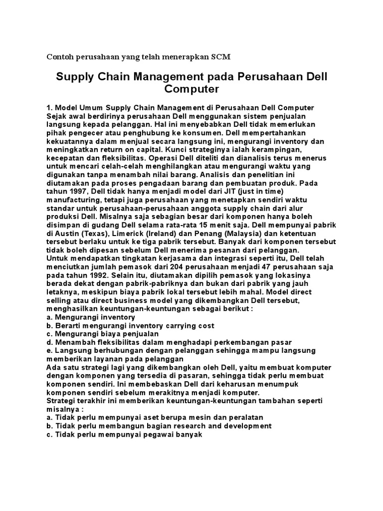 Contoh Perusahaan Yang Telah Menerapkan SCM | PDF