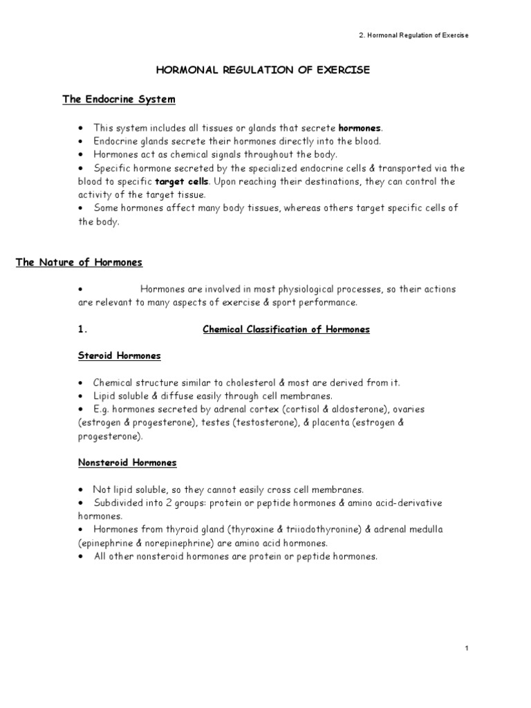 Hormonal Regulation of Exercise | PDF | Hormone | Angiotensin