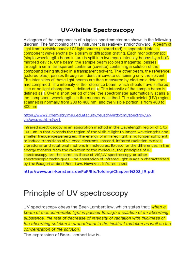 Principle of UV Spectros | PDF | Ultraviolet–Visible Spectroscopy ...