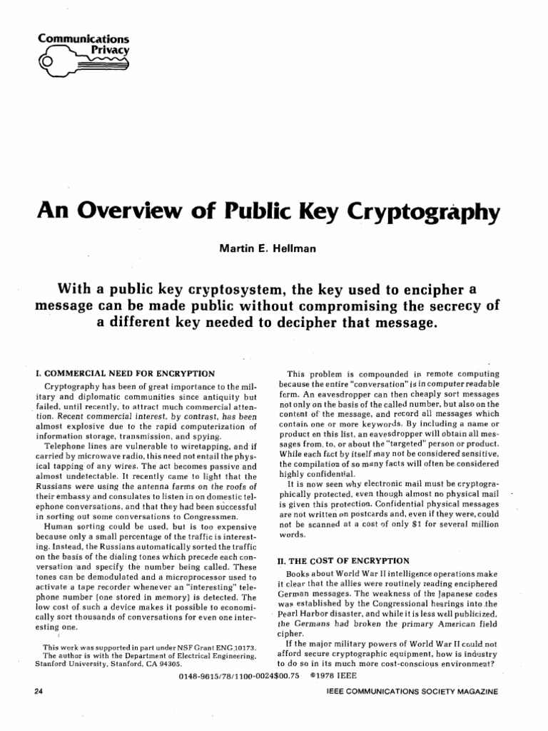 Of Public Key Cryptography | PDF | Public Key Cryptography | Cryptography