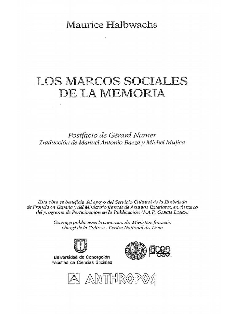 Halbwachs Maurice - Los Marcos Sociales de La Memoria PDF | PDF | Sueño | Dormir