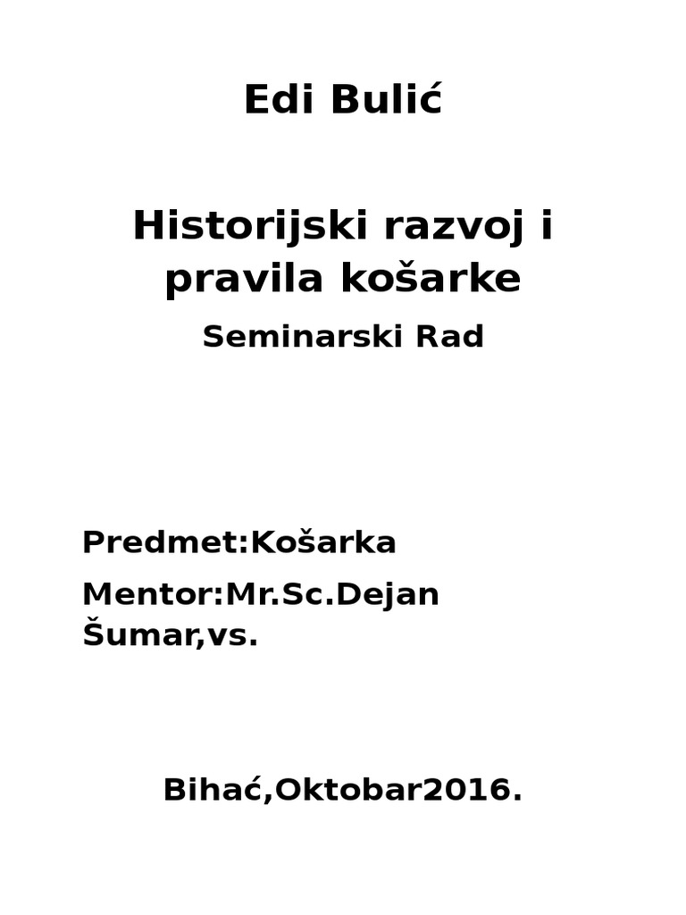 Seminarski Kosarka | PDF
