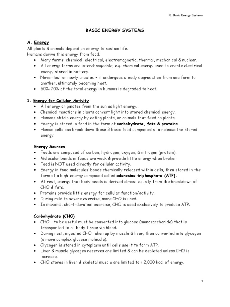 Basic Energy System | PDF | Glycolysis | Adenosine Triphosphate