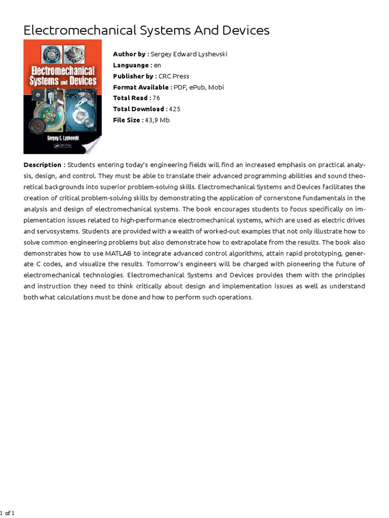 Electromechanical Systems and Devices | PDF | Engineering | Design